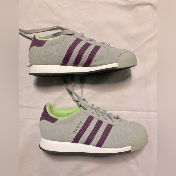 adidas | Shoes | Kids Samoa Adidas Sneakers Gray With Purple And Green ...
